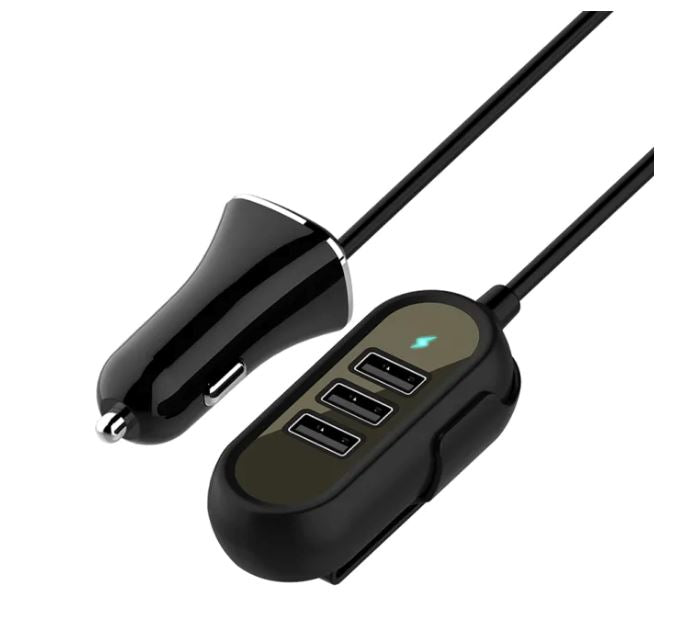 4 Port USB 12V Car Charger - Black — Techoutlet