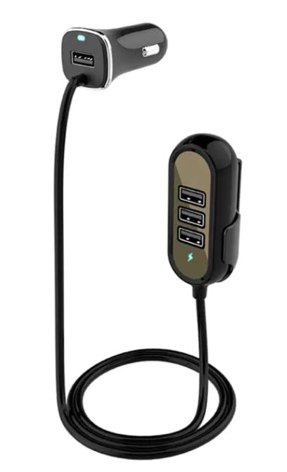 4 Port USB 12V Car Charger - Black — Techoutlet